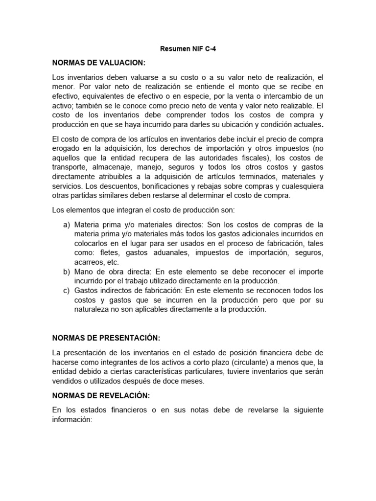 Resumen Inventarios | PDF | Costo | Valoración (Finanzas)