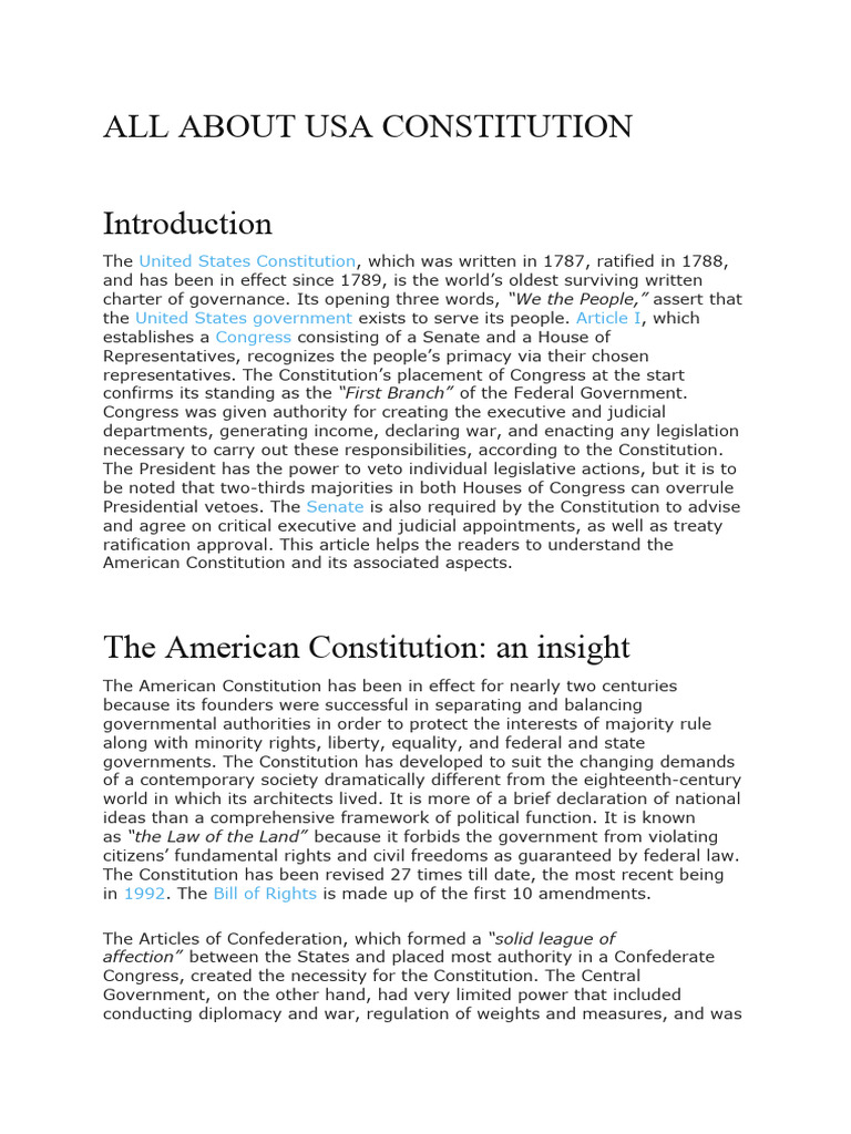 Understanding the U.S. Constitution | PDF | United States Bill Of ...