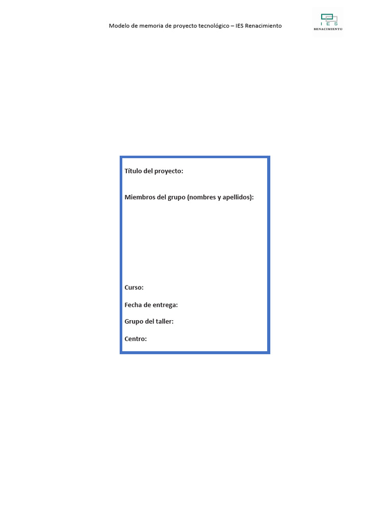 Modelo de memoria de proyecto tecnologico | PDF | Memoria | Presupuesto
