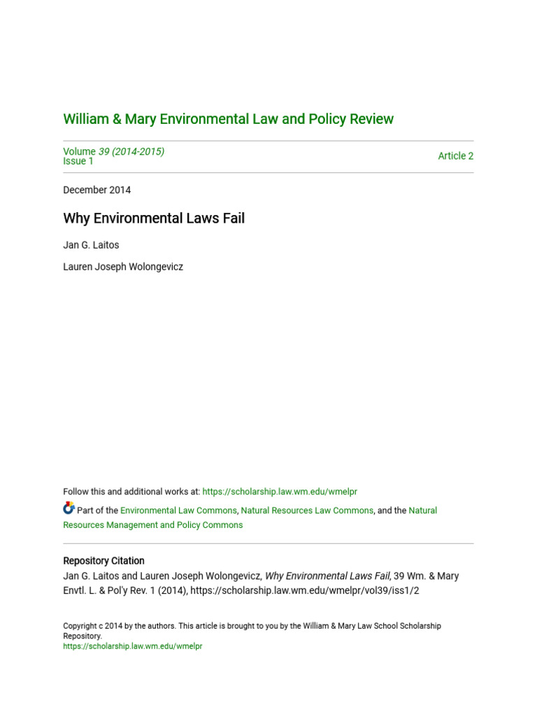 Why Environmental Laws Fail? | PDF | Sustainability | Nature