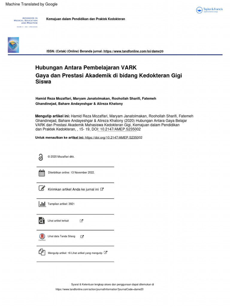 The Relationship Between The VARK Learning Styles and Academic ...