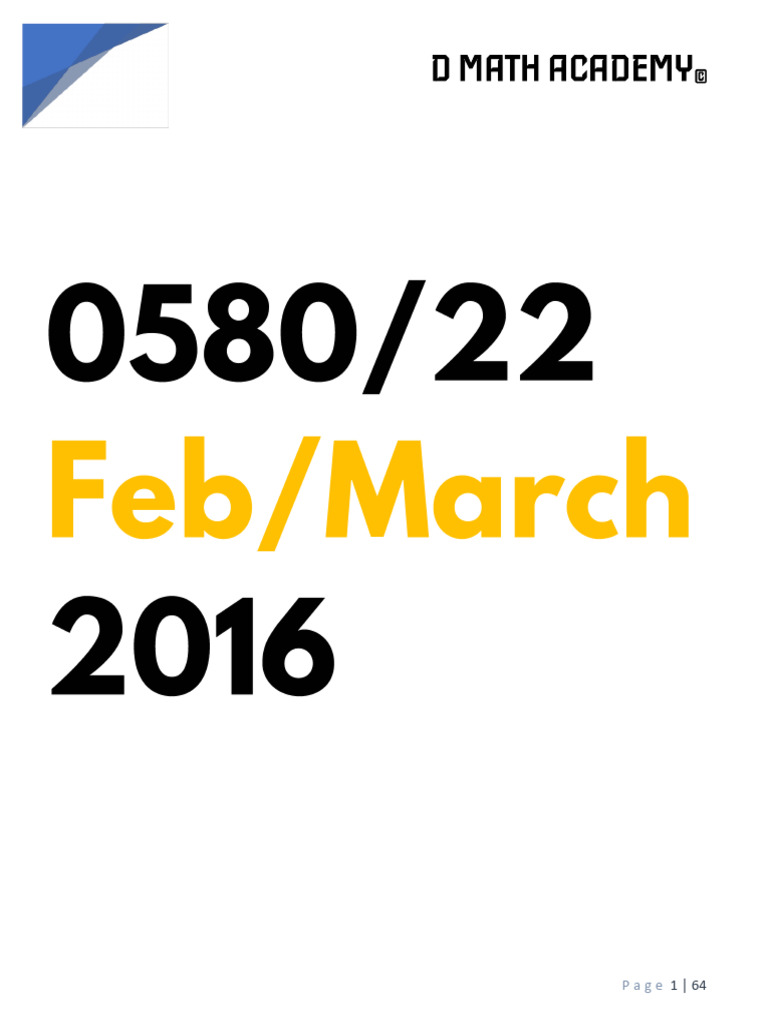 CIE IGCSE 0580 - 2016 Hardest Questions Compilation | PDF