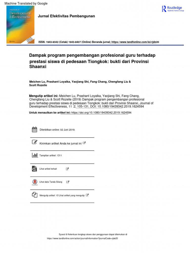 The Impact of Teacher Professional Development Programs On Student Achievement in Rural China ...