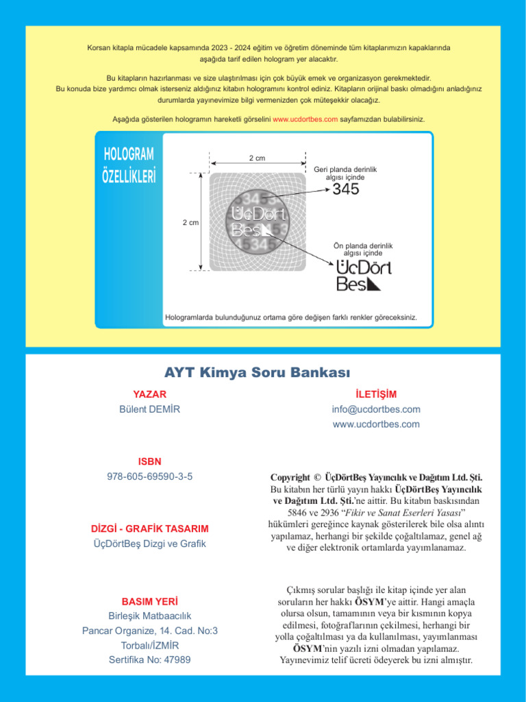 2024 345 4k Ayt Kimya PDF Indir 12590 | PDF