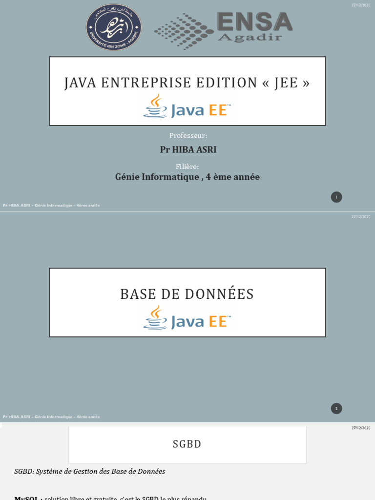 Cours Jee JDBC Dao 2020 | PDF