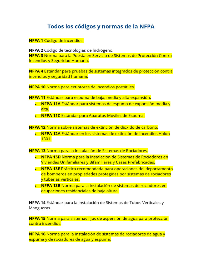 Todos Los Códigos y Normas de La NFPA | PDF | Pirotécnica | Combustión