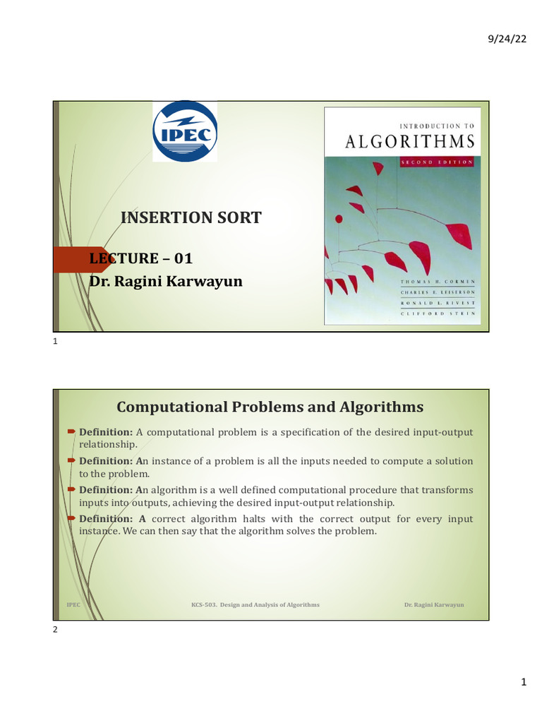 Lecture 01 Daa | PDF | Computational Complexity Theory | Algorithms Lecture 01 Daa | PDF | Computational Complexity Theory | Algorithms