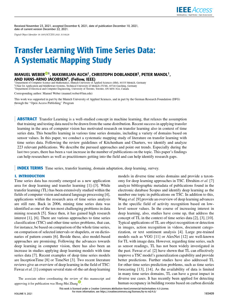 Transfer Learning With Time Series Data A Systematic Mapping Study | PDF | Time Series | Machine ...