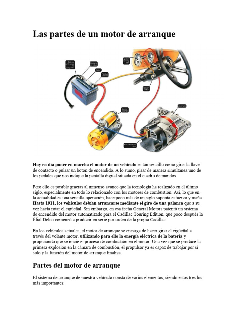 Partes del motor de arranque explicadas | PDF | Motores | Motor eléctrico