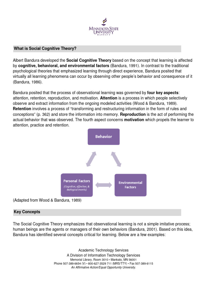 Social Cognitive Theory Basics | PDF | Career & Growth