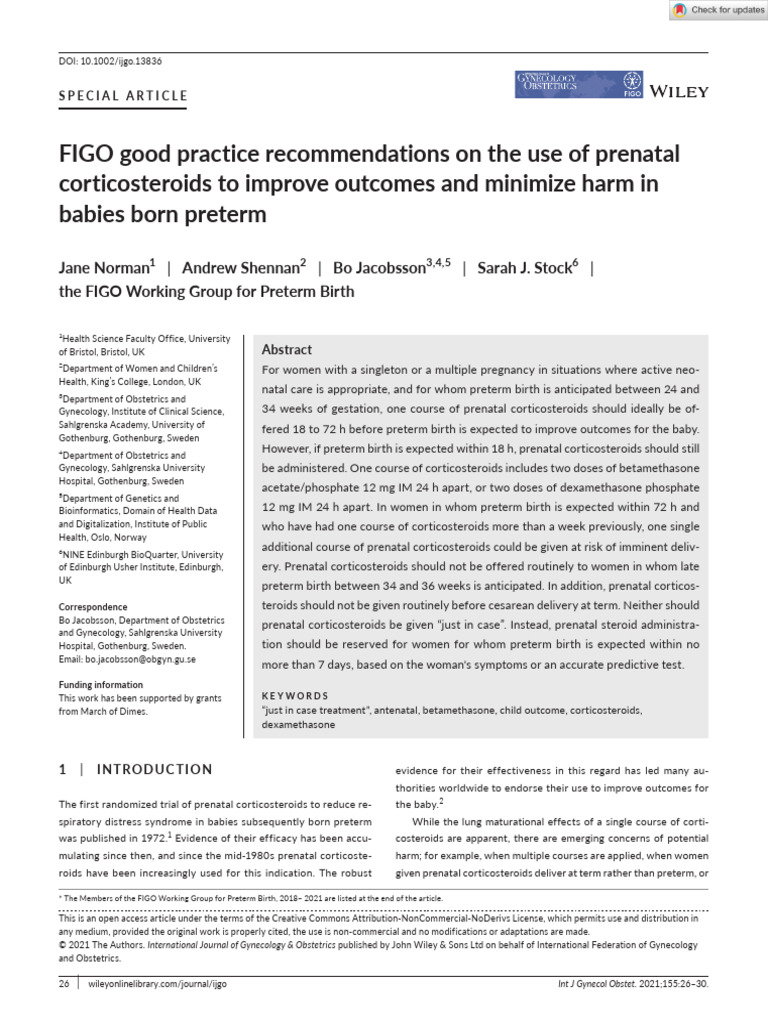FIGO Good Practice Recommendations On The Use of Prenatal ...