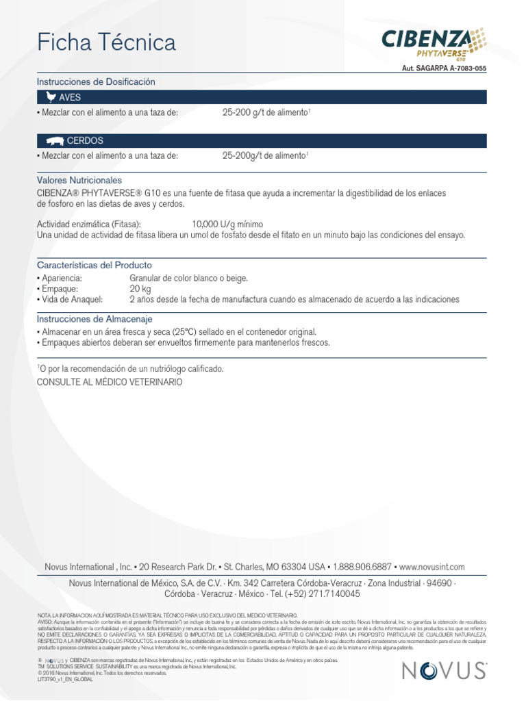 DS - Cibenza Phytaverse G10 | PDF | Alimentos