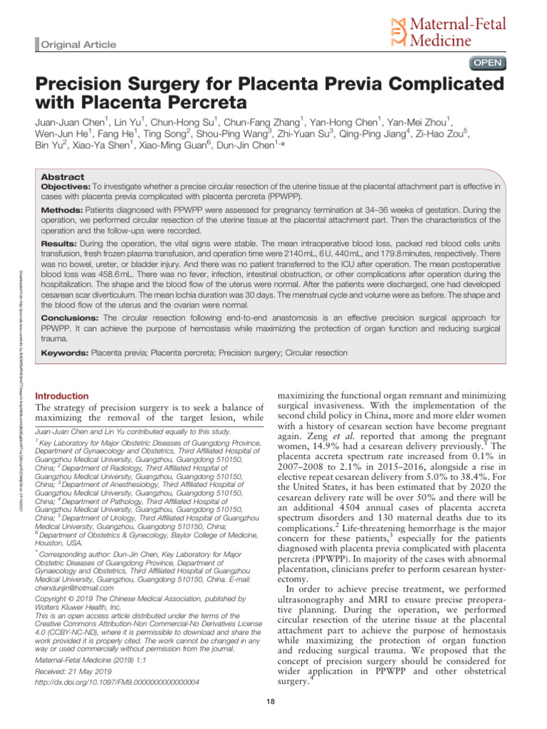 Precision Surgery For Placenta Previa Complicated.5 | PDF | Uterus ...
