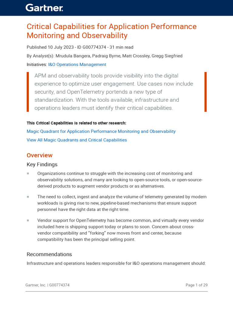 Critical Capabilities in APM & Observability | PDF | Cloud Computing ...
