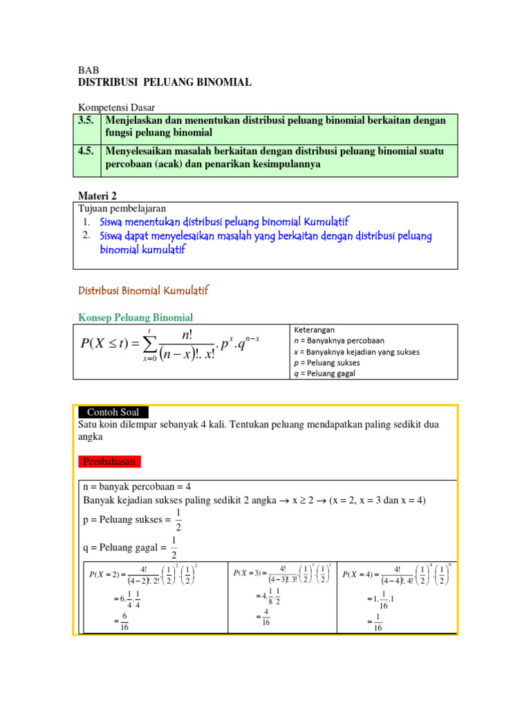Materi 2 (Peluang Binomial) | PDF