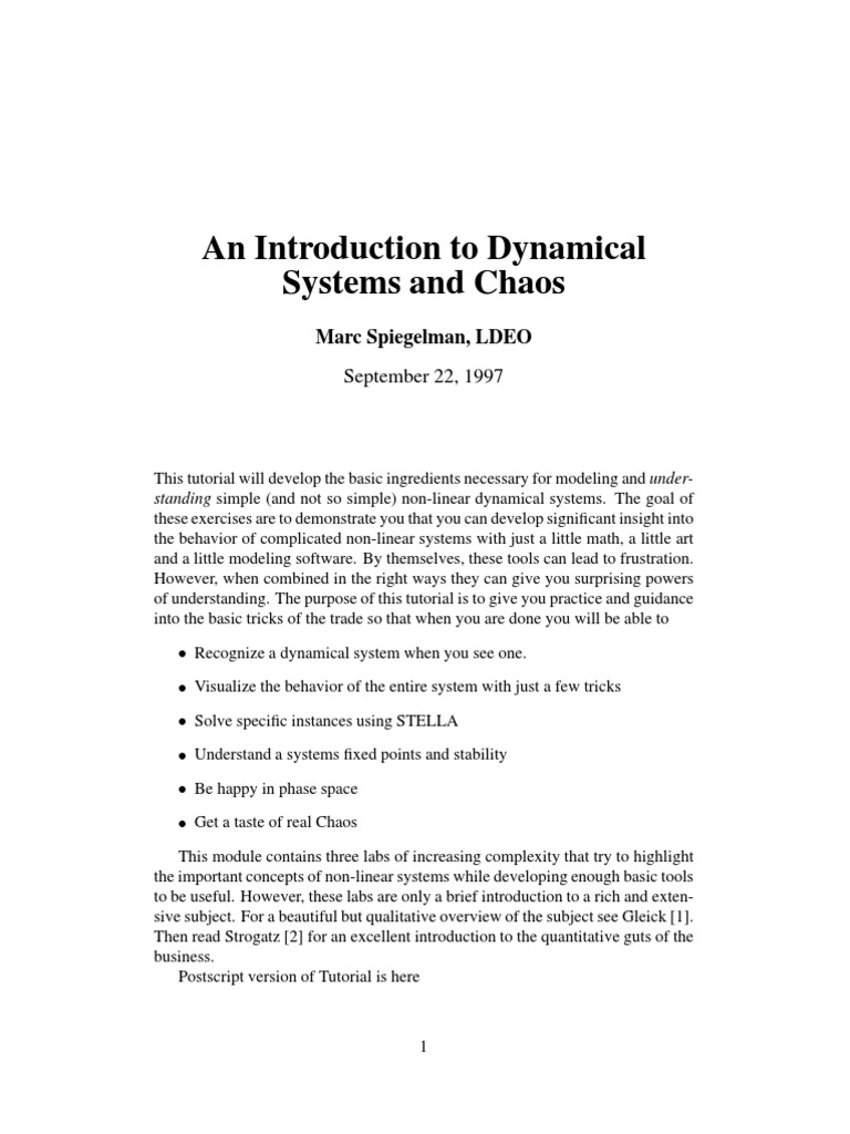 An Introduction To Dynamical Systems and Chaos | PDF | Chaos Theory ...