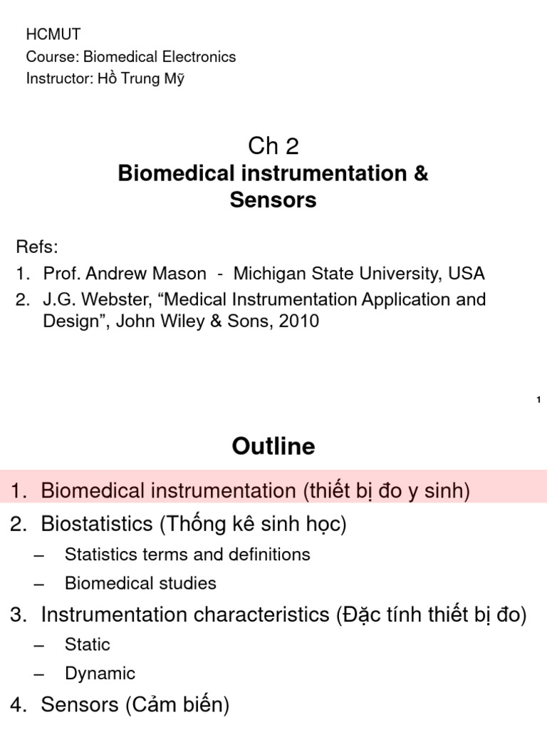 BME - 182 - Ch02.1 Biomedical Instrumentaition - v1 | PDF