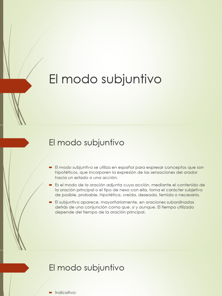 El Modo Subjuntivo en Español | PDF | Relaciones sintácticas ...