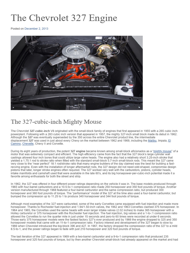 The Chevrolet 327 Engine - OPGI Blog | PDF