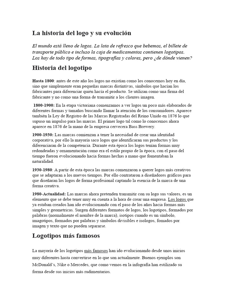 La Historia Del Logo y Su Evolución... | PDF | Logos | Marca