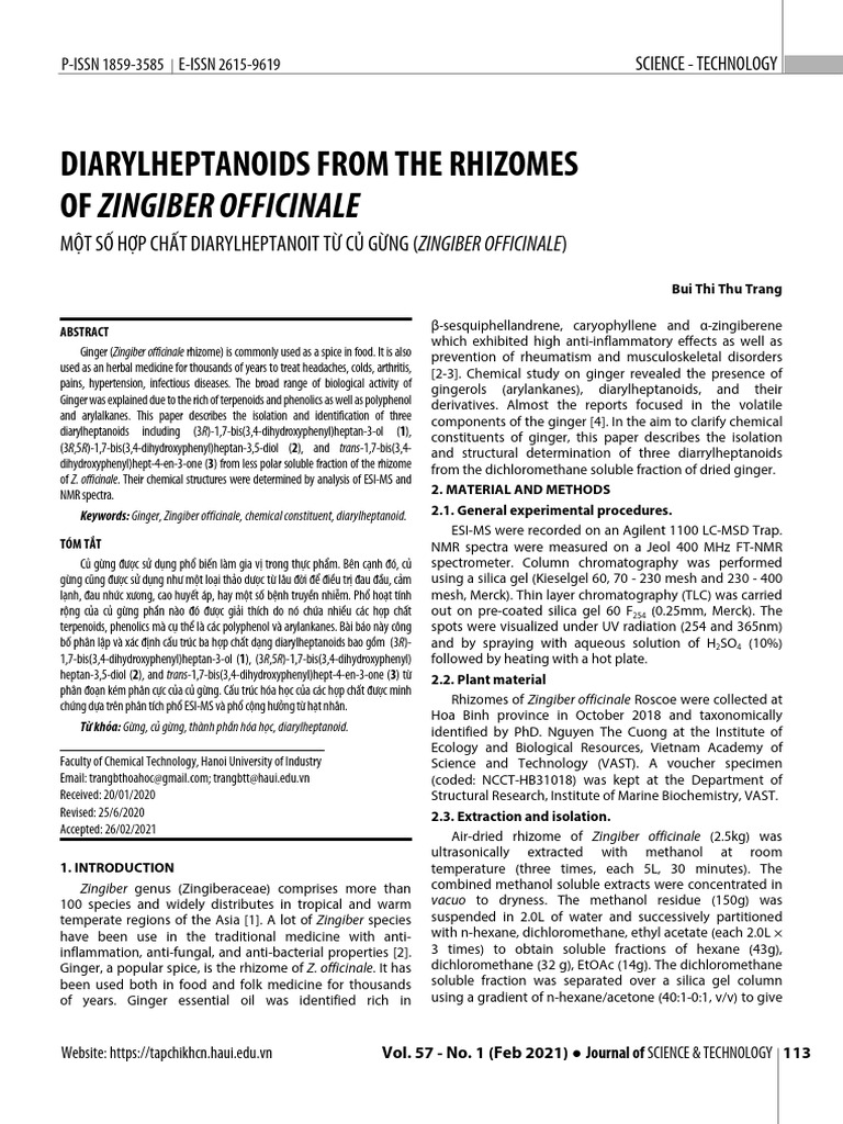 Diarylheptanoids From The Rhizomes of Zingiber Officinale | PDF | Carbon 13 Nuclear Magnetic ...