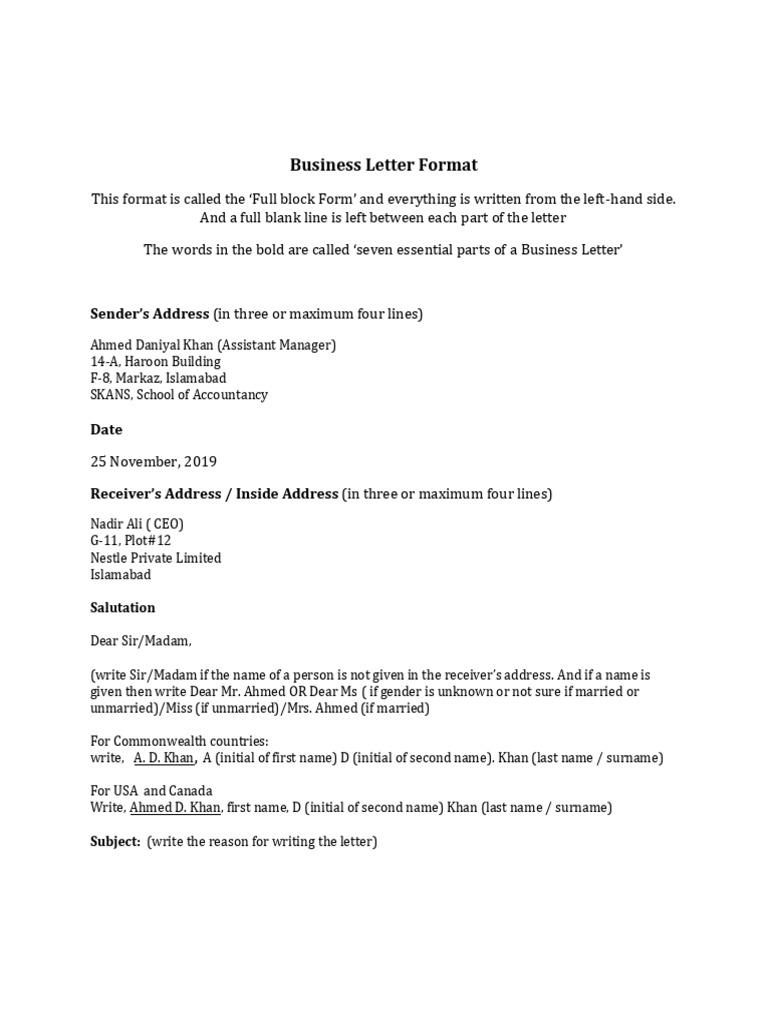 Business Letter Format | PDF