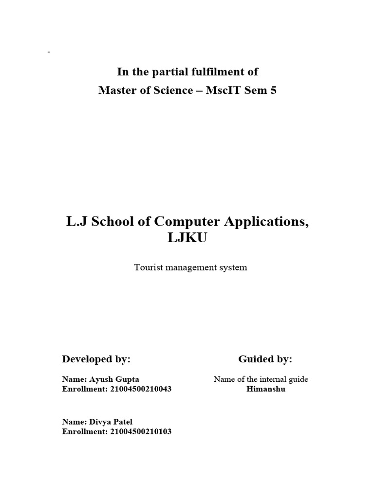 L.J School of Computer Applications, Ljku: in The Partial Fulfilment of Master of Science ...