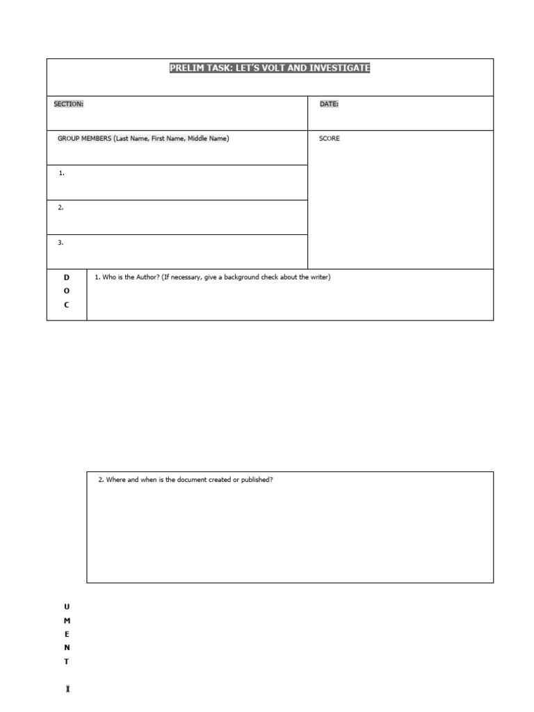 Prelim Task - Let's Volt and Investigate Template | PDF