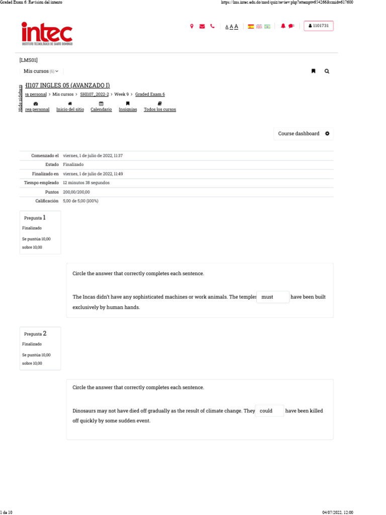 Graded Exam 6 Revisión Del Intento | PDF