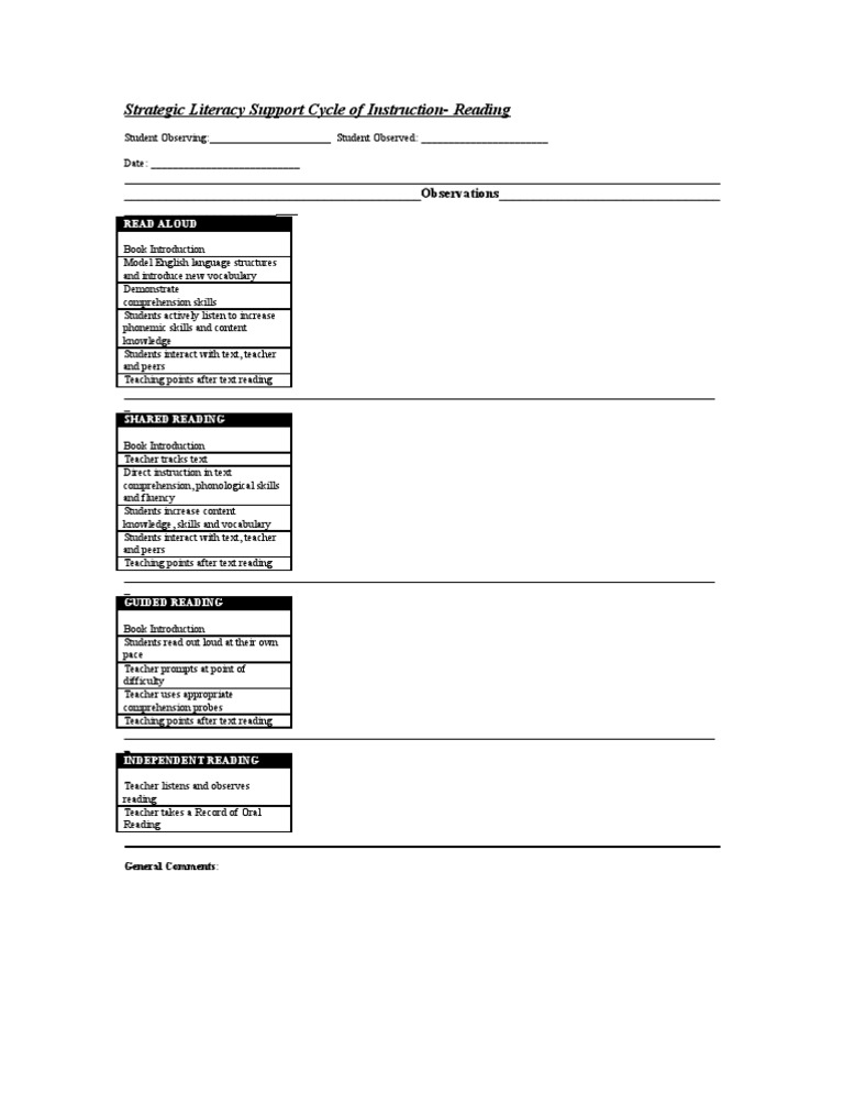 Sls Reading Observation | PDF