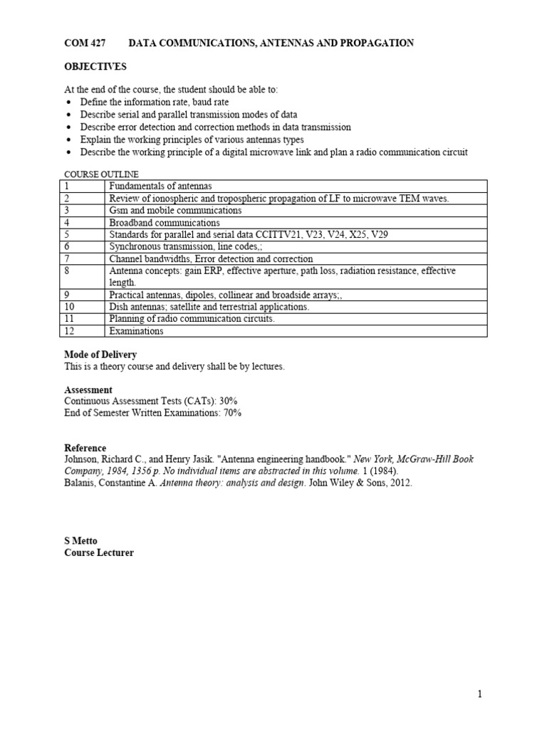 Lecture 1 Data Communications | PDF Lecture 1 Data Communications | PDF