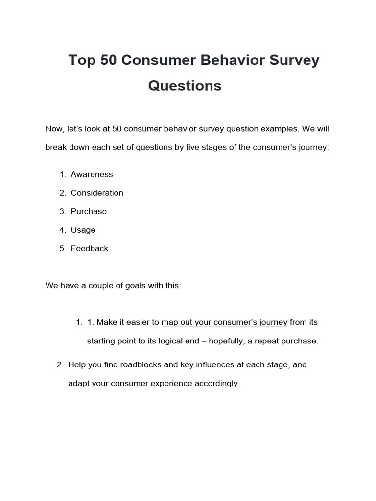 Top 50 Consumer Behavior Survey | PDF