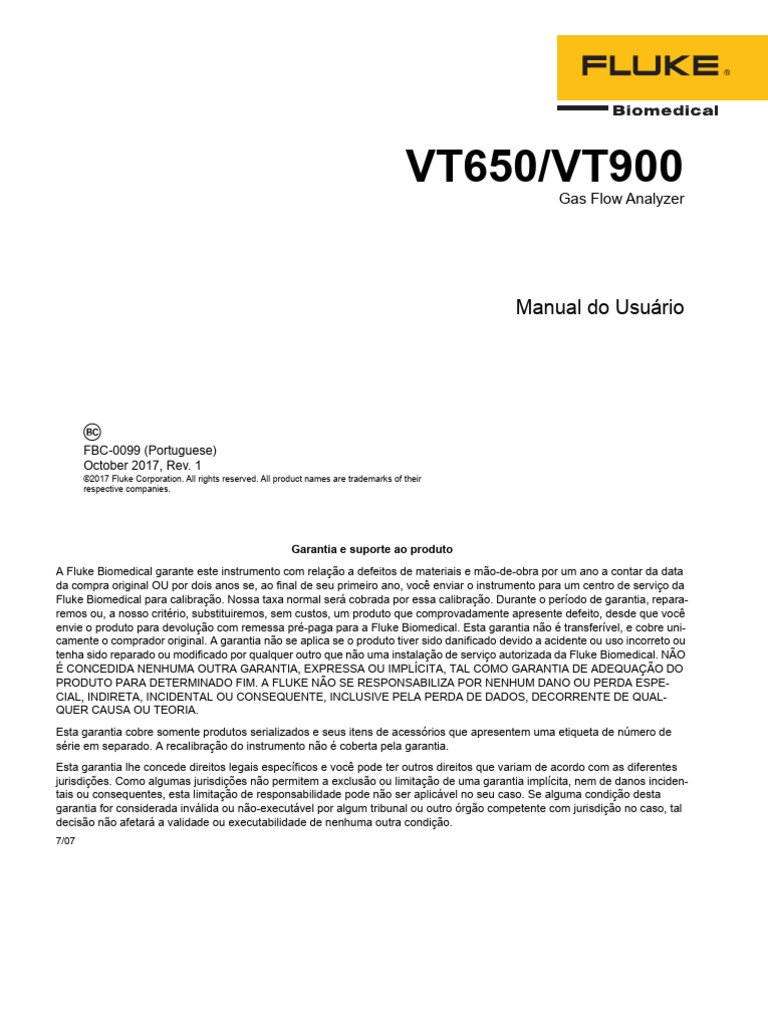 VT650 Analisador Manual | PDF | Pressão | Gases