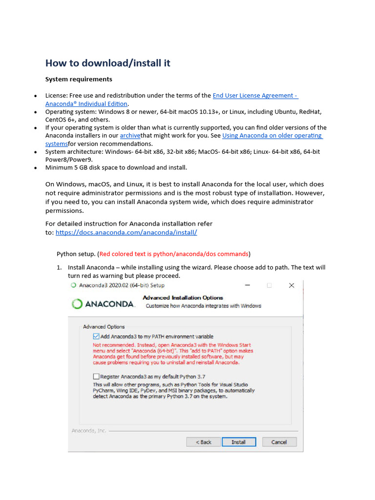 Anaconda and Python Setup (DSC551, IsP560, IsP781) | PDF | 64 Bit Computing | Python ...
