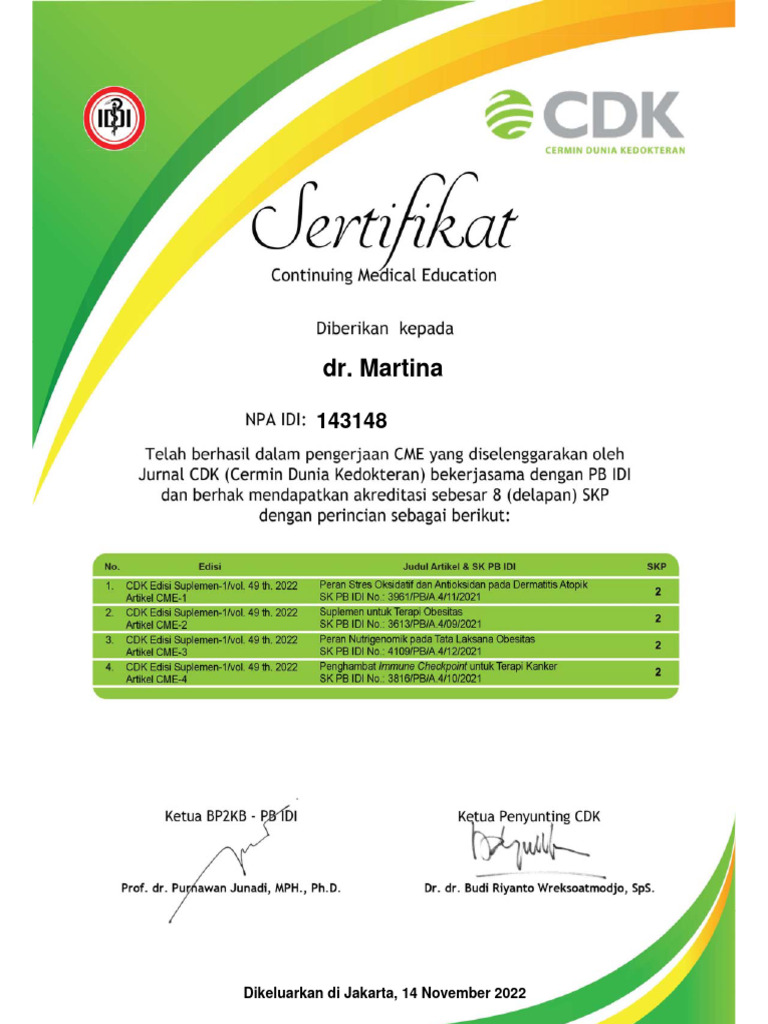 E-Sertifikat CDK Supl 8 SKP - Webinar IDI Medan 6 November 2022-85 | PDF