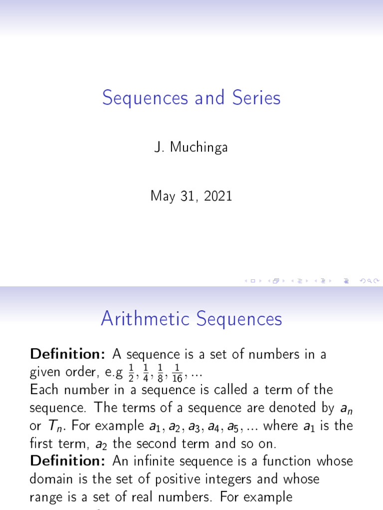 Sequences and Series | PDF | Summation | Arithmetic