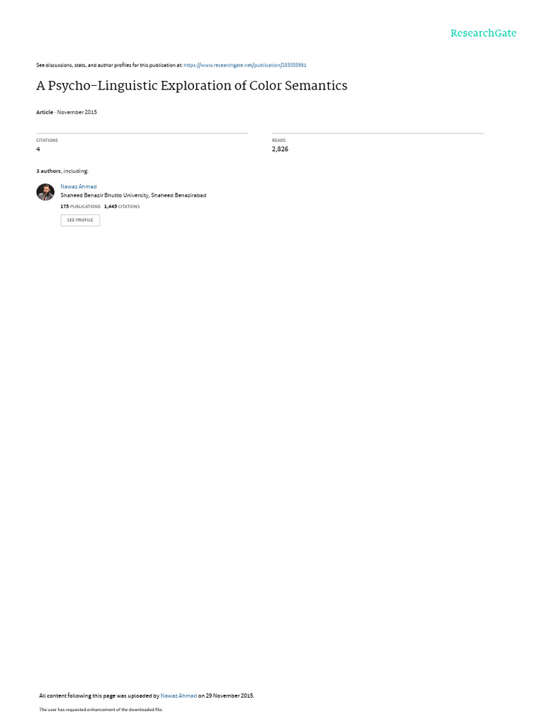 A Psycho-Linguistic Exploration of Color Semantics | PDF | Color ...