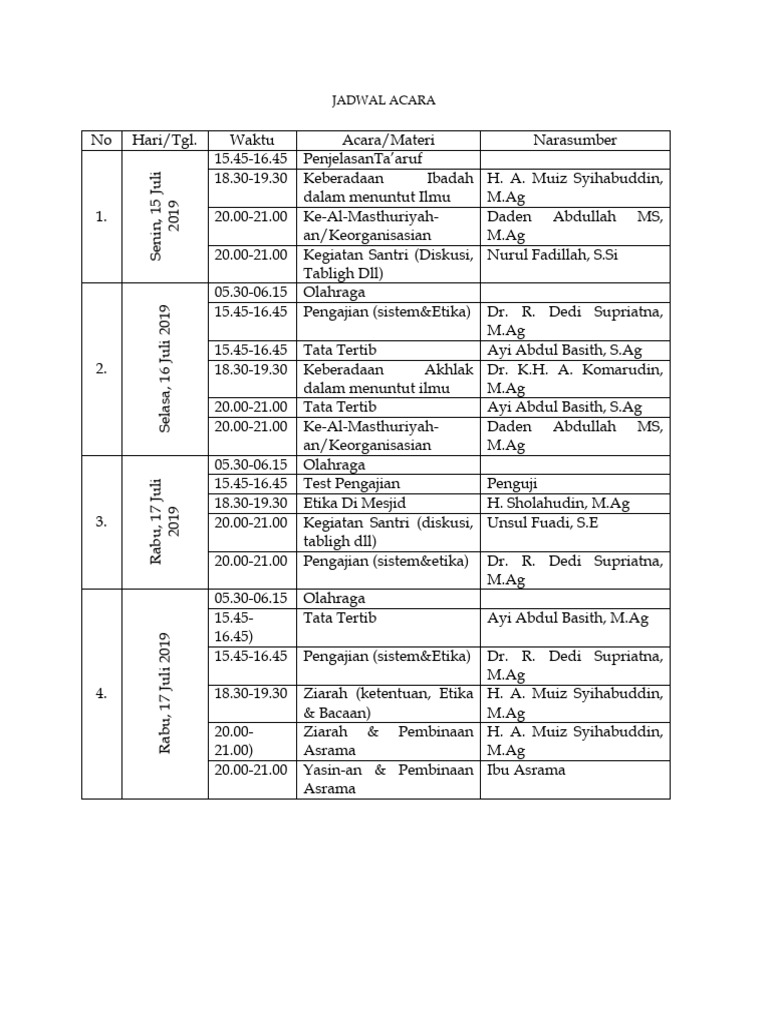 Jadwal Acara | PDF