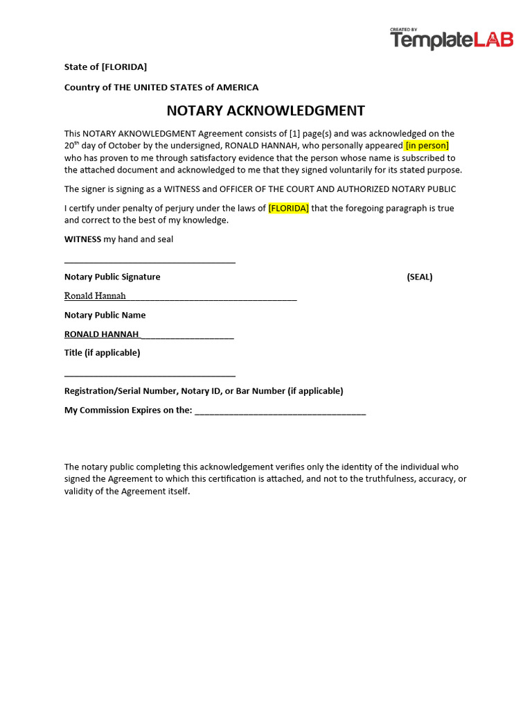 Notary Acknowledgment | PDF