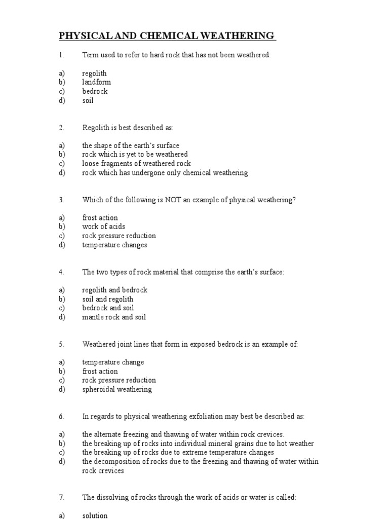 Weathering: Physical and Chemical Processes | PDF | Weathering | Soil