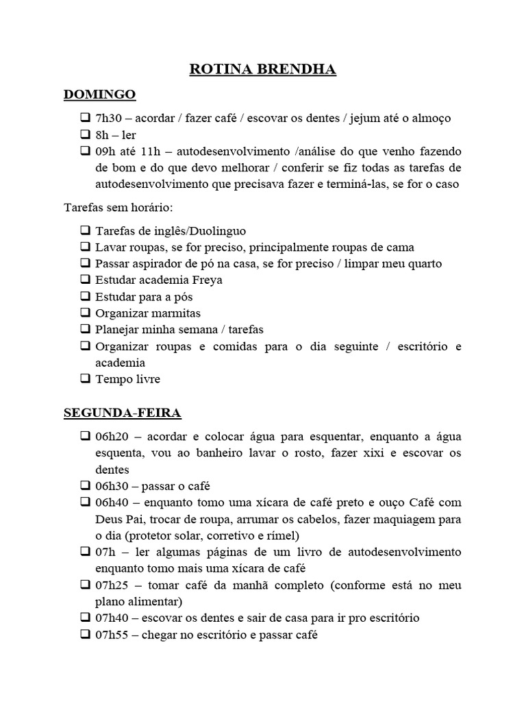 Planejamento de Rotina | PDF