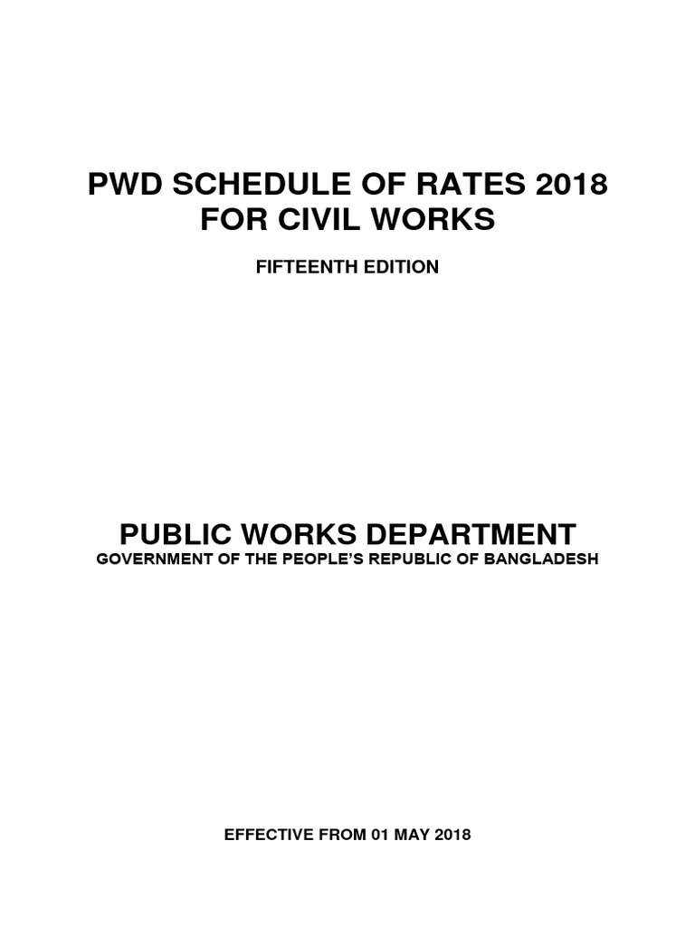 PWD Schedule of Rates 2018 | PDF | Sheet Metal | Concrete