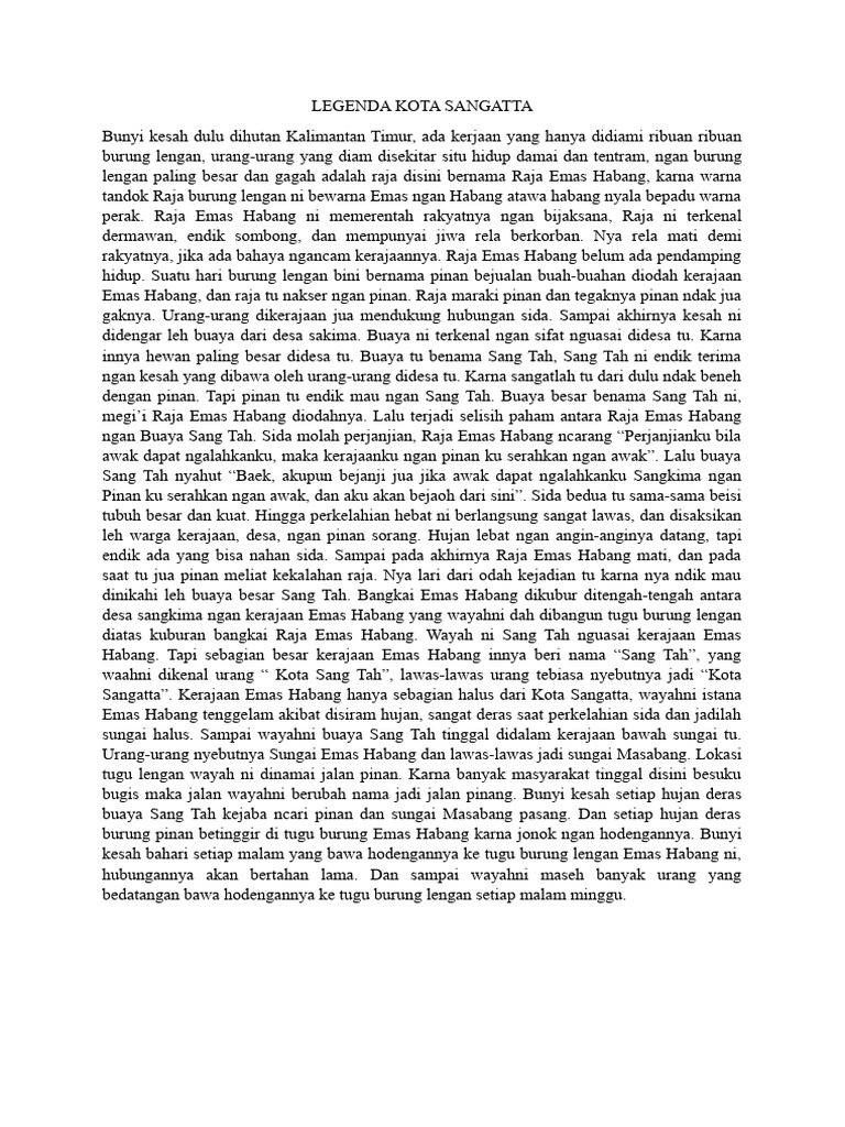 Legenda Kota Sangatta dan Raja Emas Habang | PDF | Sejarah