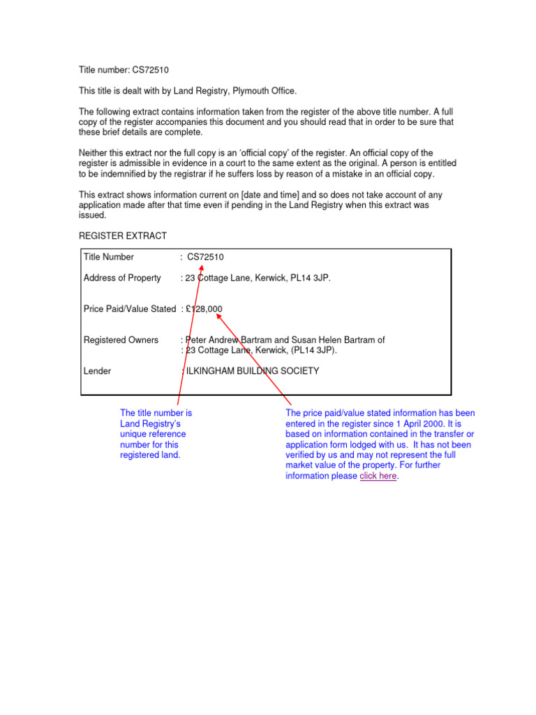QLTS Module A8-Examples of Specimen Register and Title Plan | PDF ...