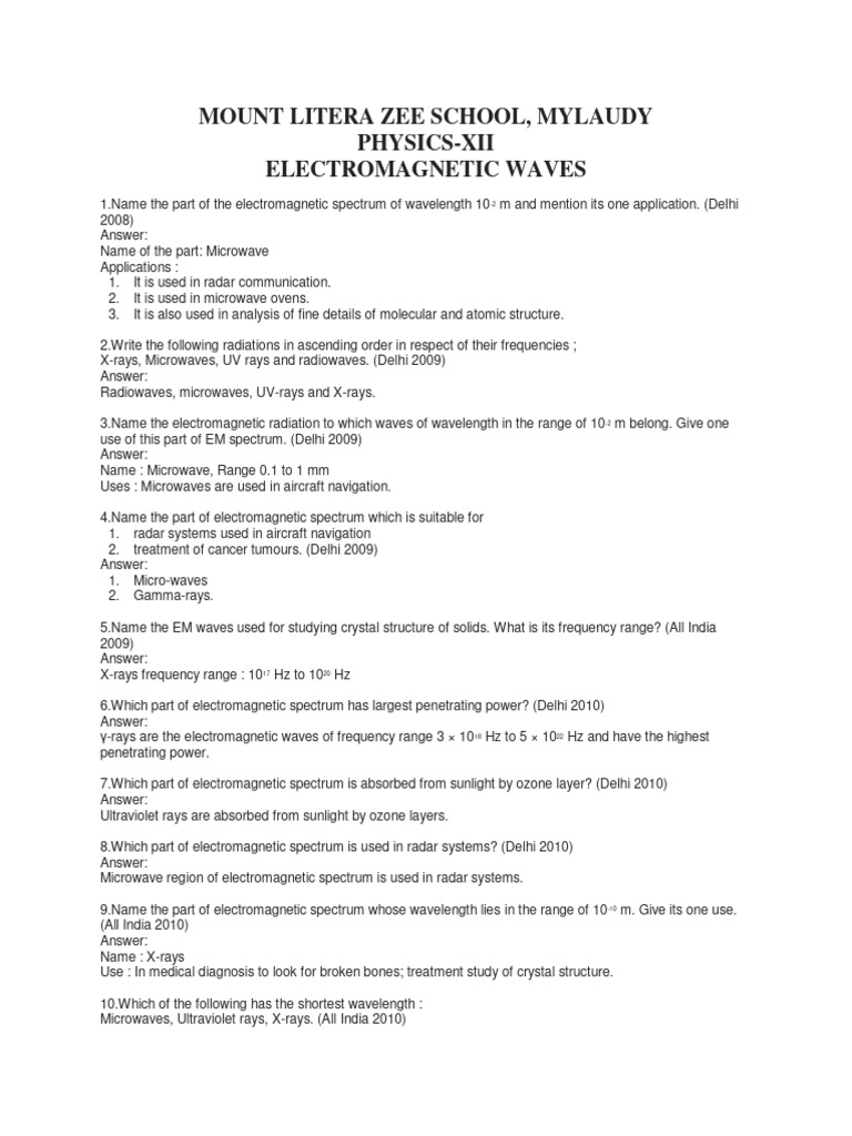 Electromagnetic Waves | PDF | Electromagnetic Radiation ...