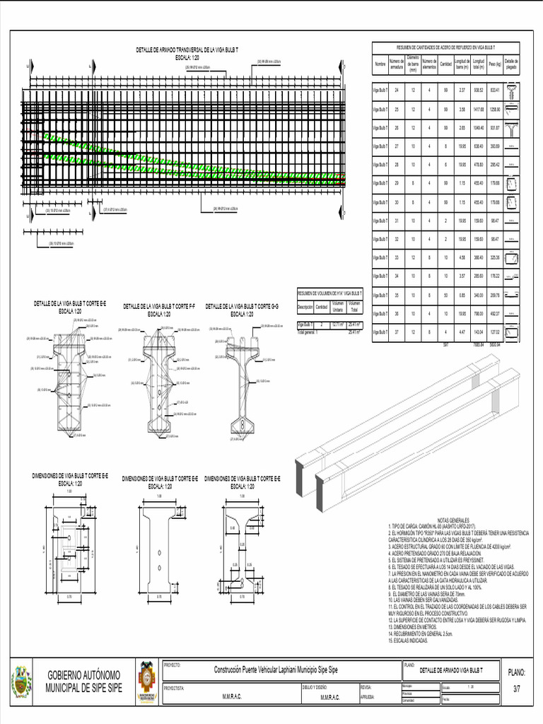PE - Plano - 3-7 - DETALLE DE ARMADO VIGA BULB T | PDF