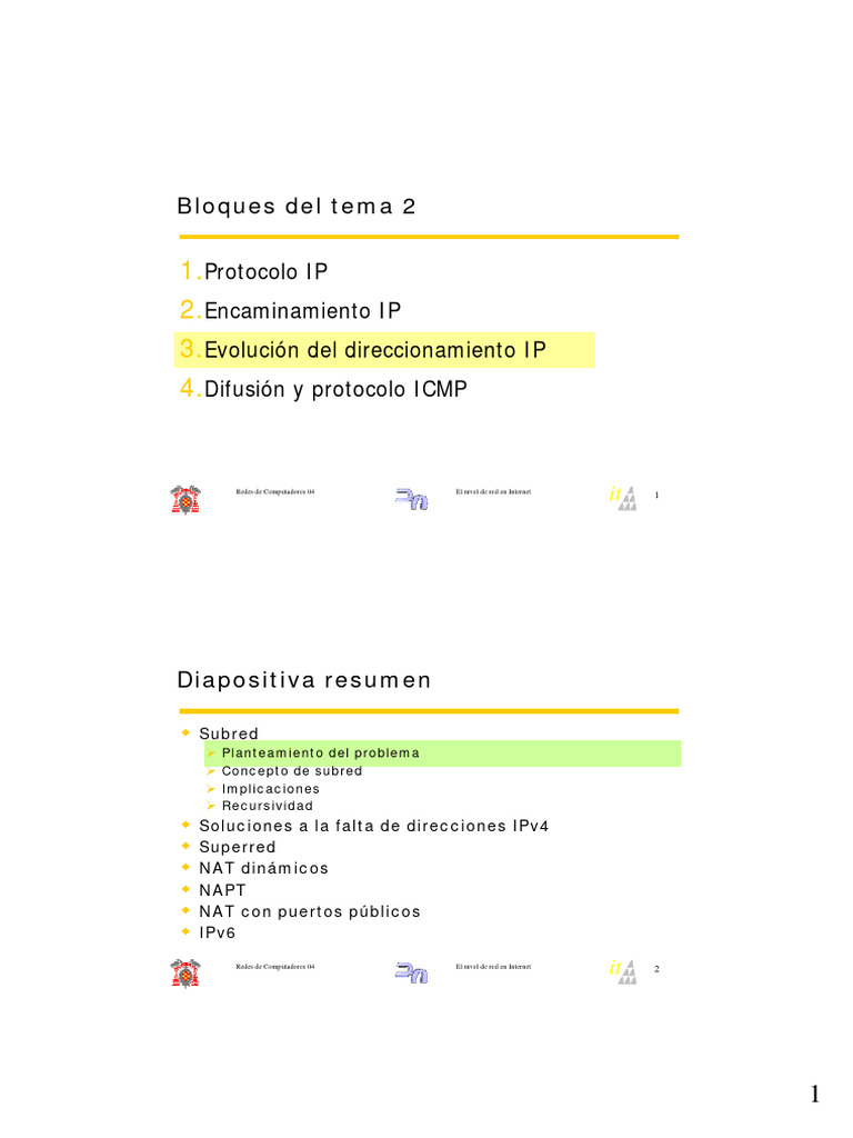 1-3 Evolucion Direccionamiento | PDF | Dirección IP | Yo Pv6