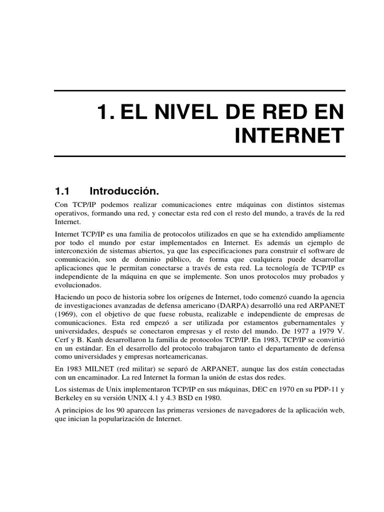 El Nivel de Red en Internet: 1.1 Introducción | PDF | Protocolos de ...