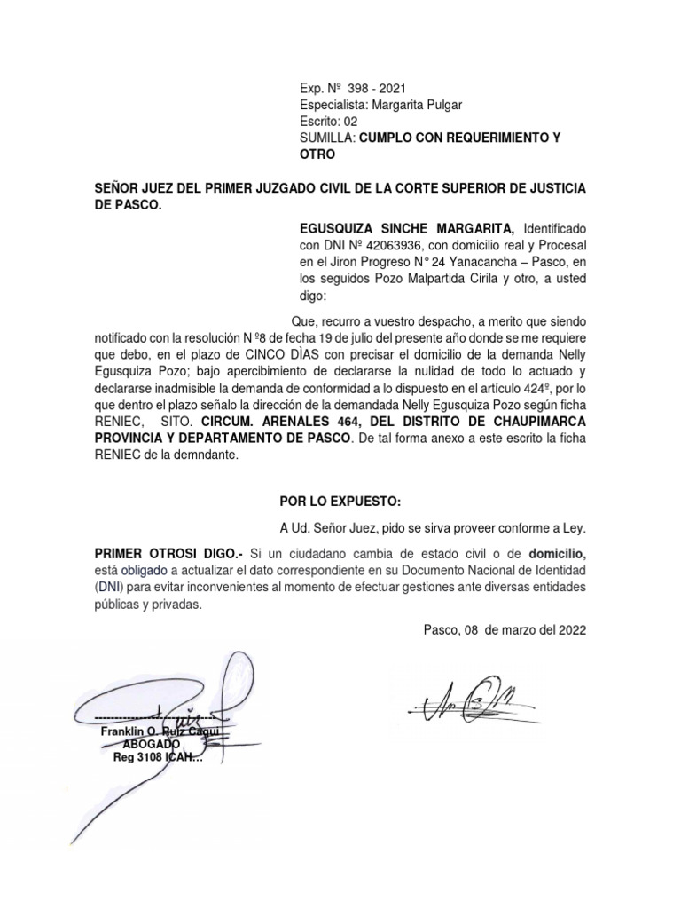 Cumplo Con Requerimiento | PDF