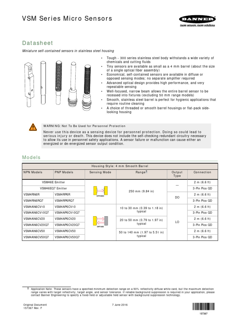 VSM Series Micro Sensors: Datasheet | PDF